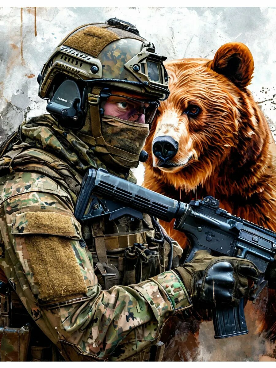 Картина на стену для интерьера «Российский военный», холст на подрамнике, InterHobby, 40х50 см