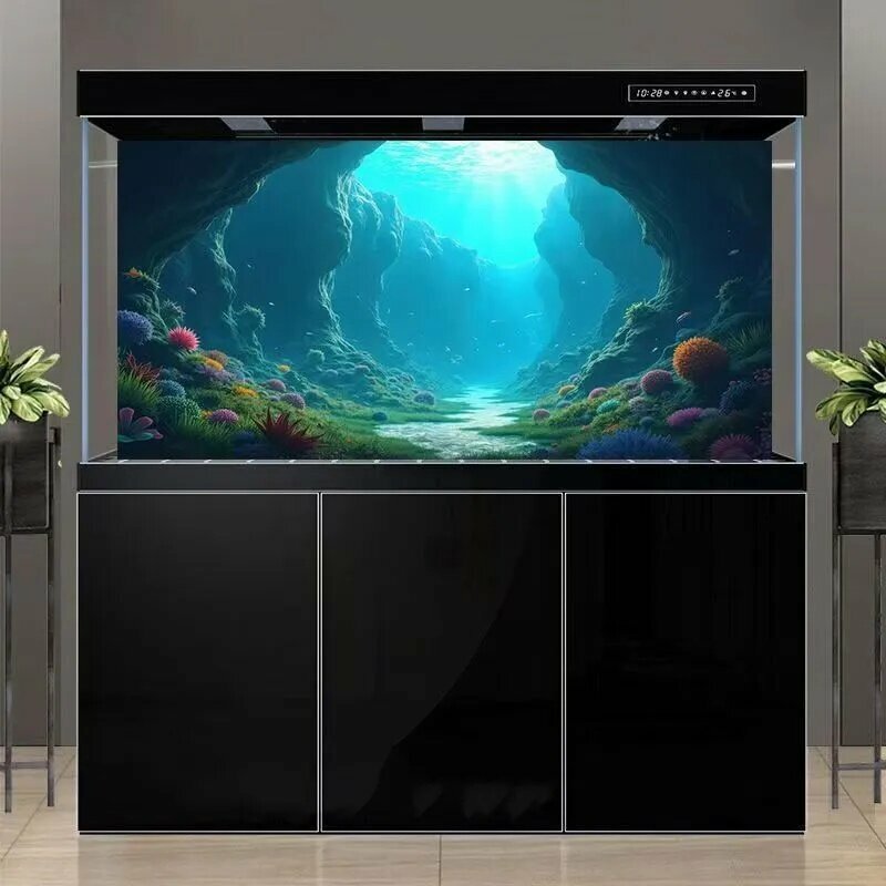Фон для аквариума Декорации Подводные пещеры,120x60см