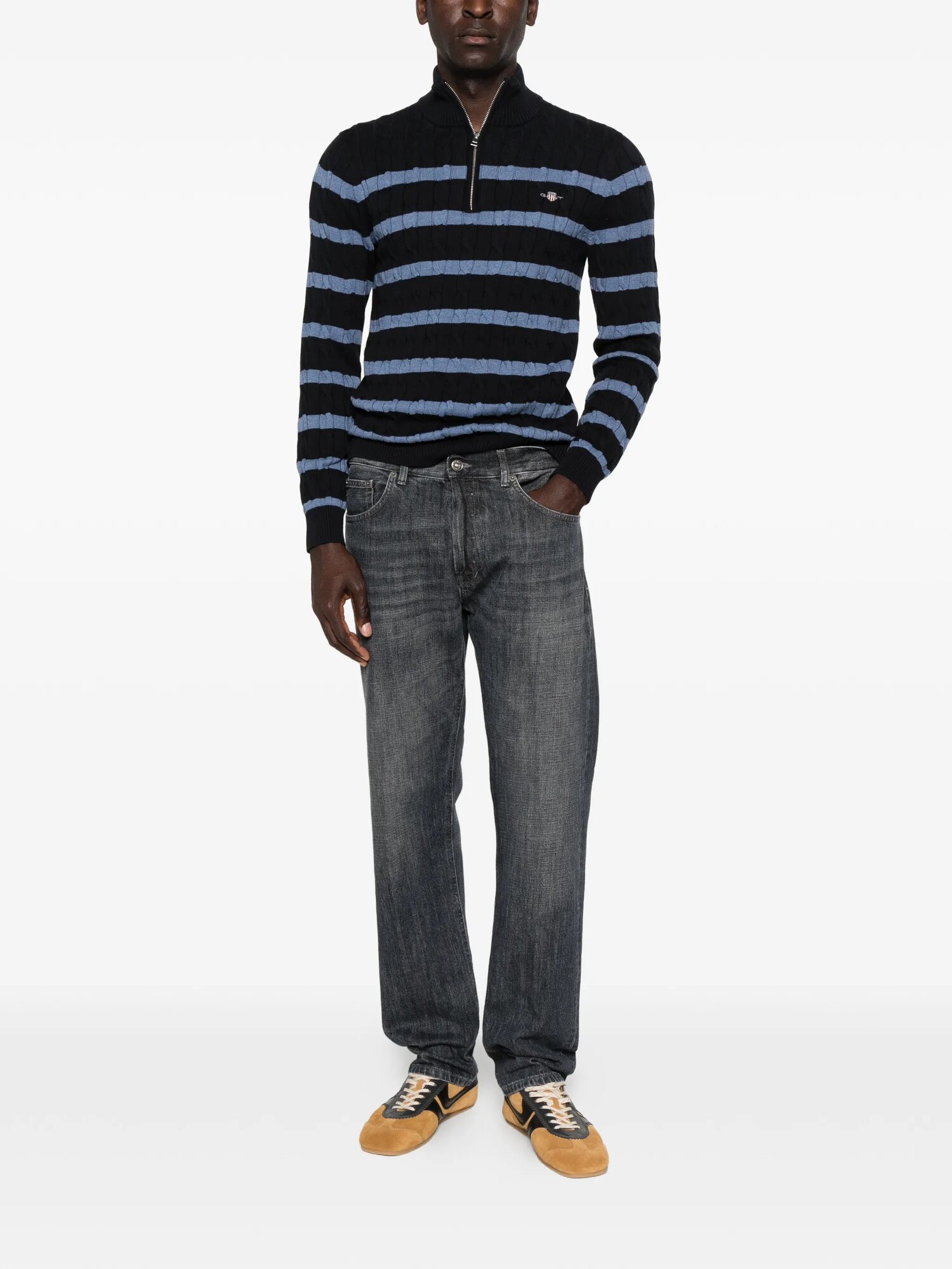 Свитер GANT Cable-knit striped sweater, размер 54 — фото 1