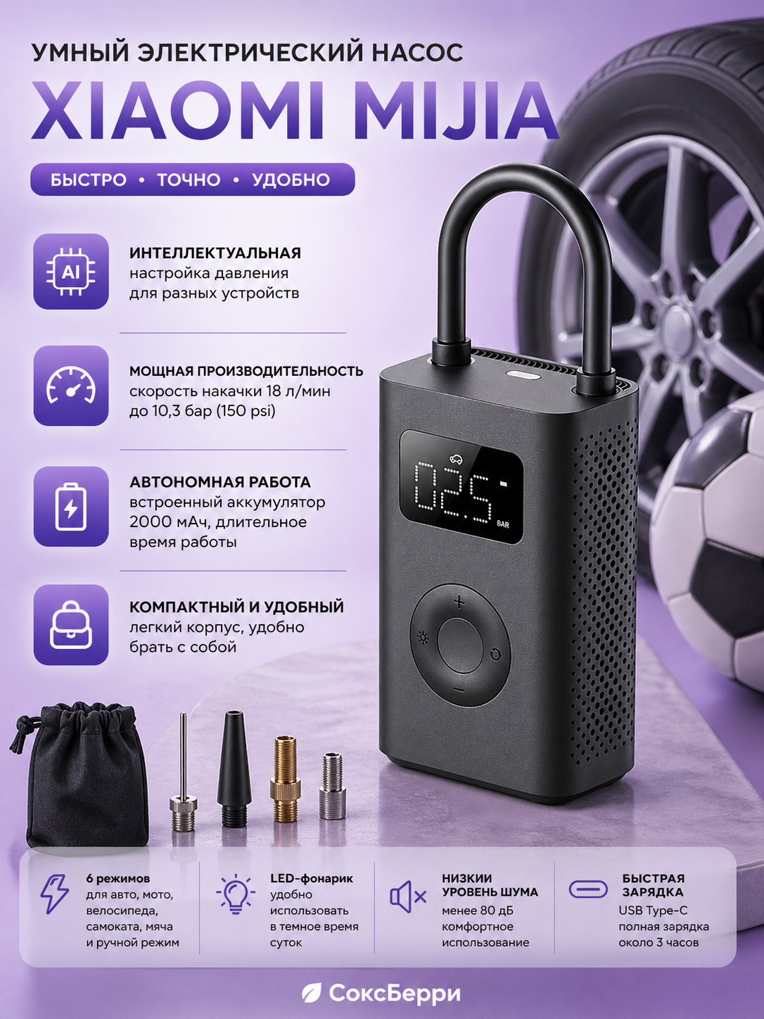 Умный электрический насос Xiaomi Mijia Electric Pump 2 (MJCQB06QW)