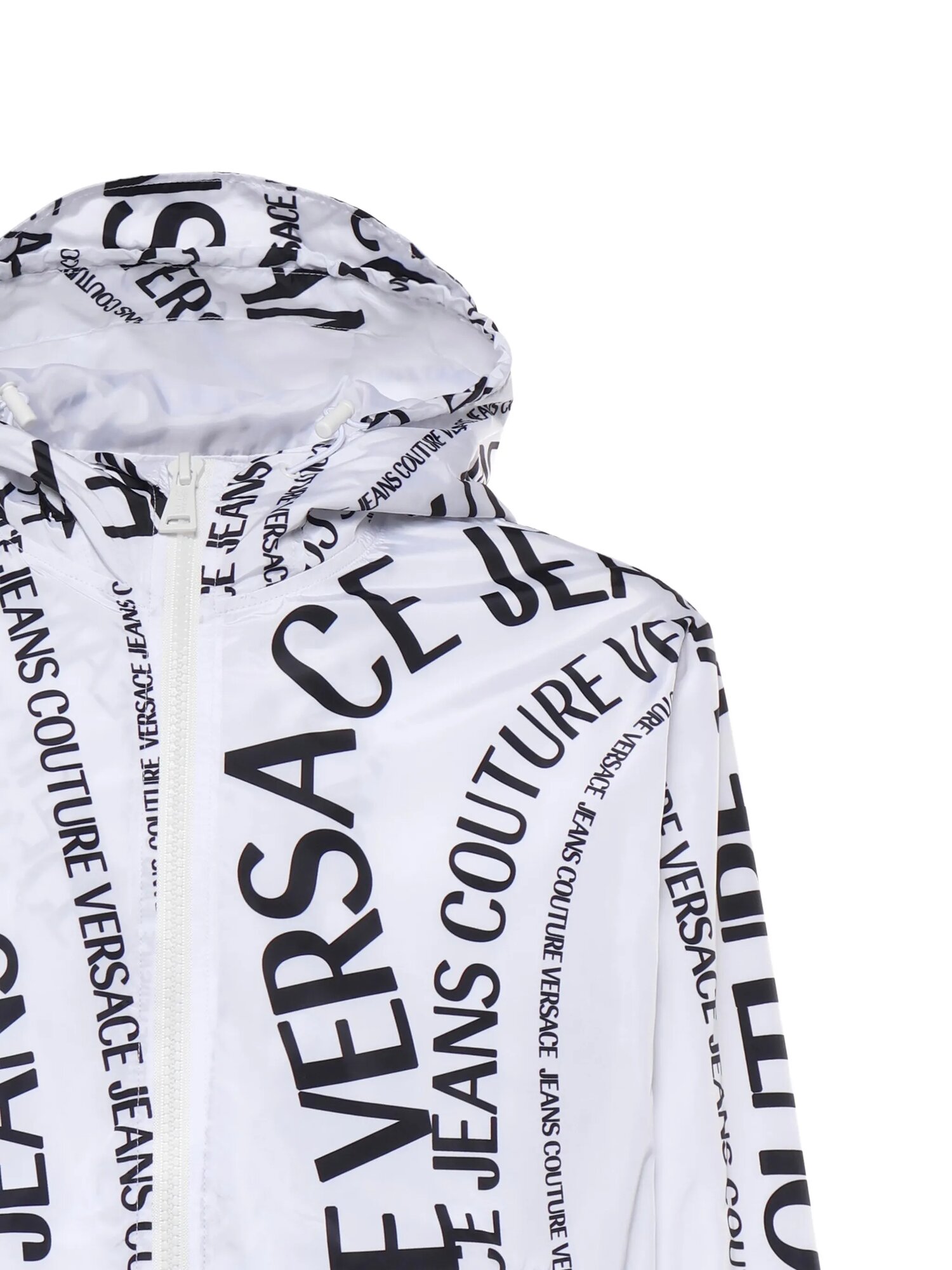 Куртка Versace Jeans Couture Logo-print hooded jacket, размер 50, бежевый/белый — фото 1