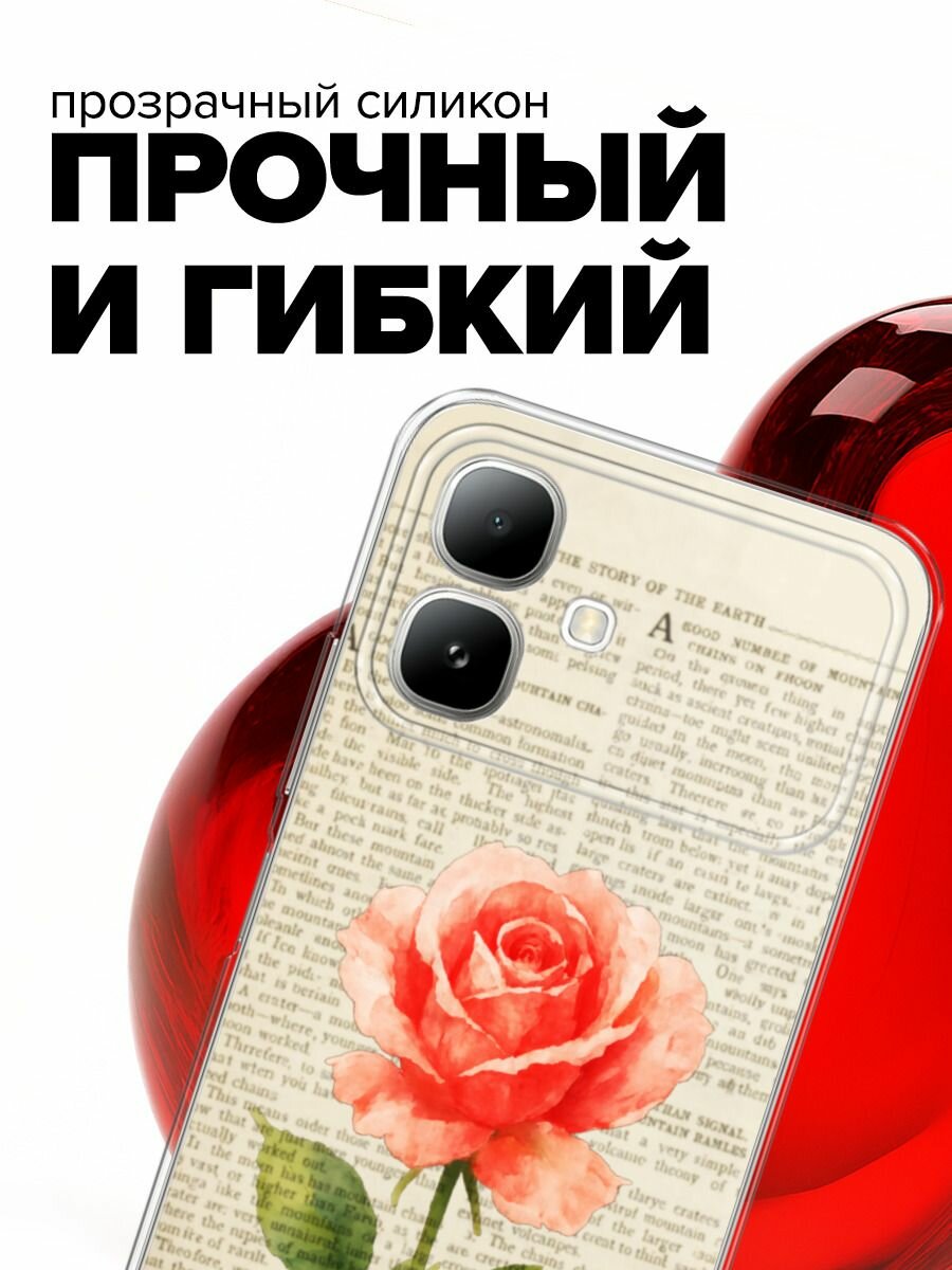 Чехол на Infinix Smart 20 / Инфиникс Смарт 20 с принтом Гербарий роза — фото 1