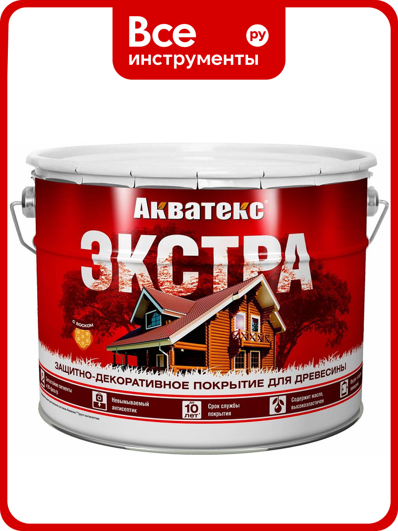 Защитно-декоративное покрытие для дерева акватекс экстра полуглянцевое, тик, 9 л 259791
