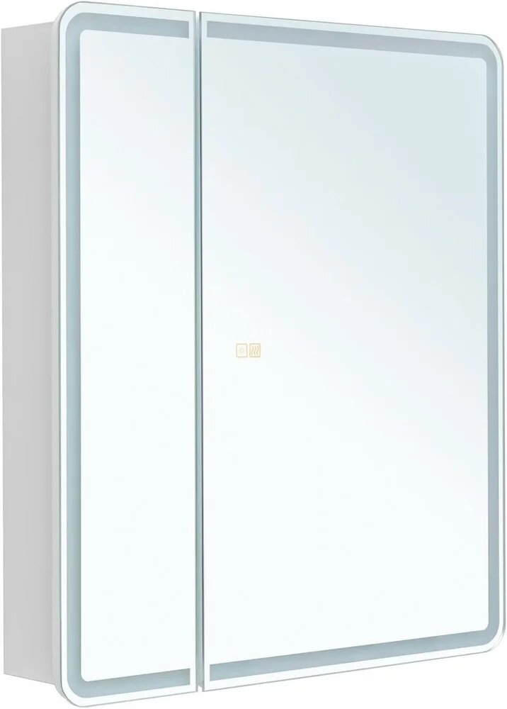 Зеркало-шкаф Aquanet Оптима 70х80 LED со светодиодной подсветкой, с подогревом, 70 см, с сенсорным управлением, белое, в современном стиле