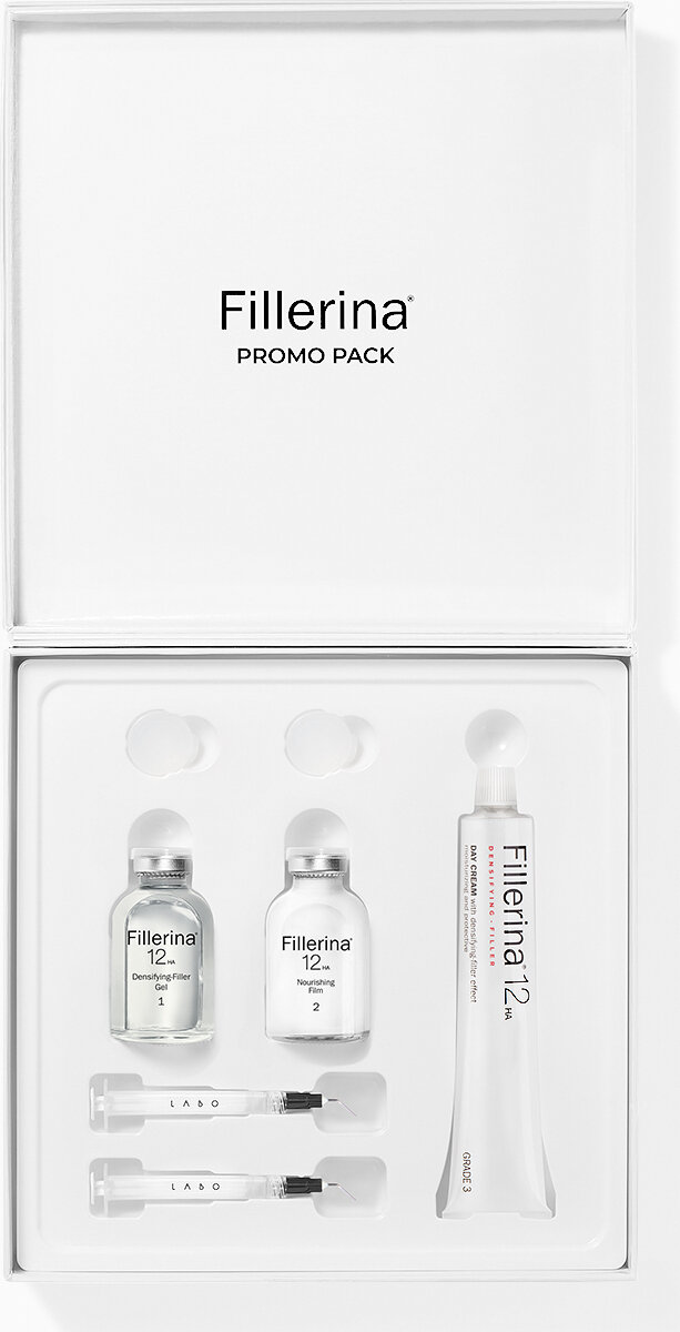 Fillerina Дермо-косметический набор Fillerina 12HA Densifying-Filler + дневной крем, уровень 3 Fillerina 12HA Densifying Filler Treatment Grade 3 Set 50ml