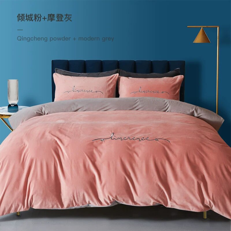 Высококачественный зимний утолщенный молочный бархатный комплект из четырех предметов, детская двусторонняя бархатная