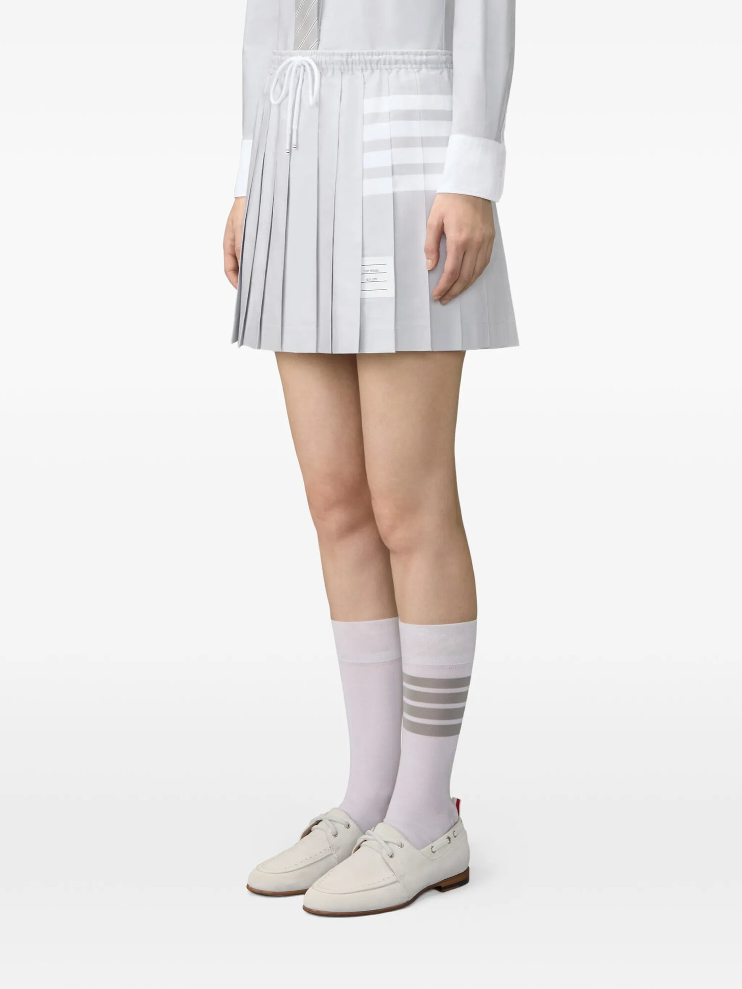 Юбка THOM BROWNE 4-Bar drawstring pleated skirt, размер 42, grey — фото 1