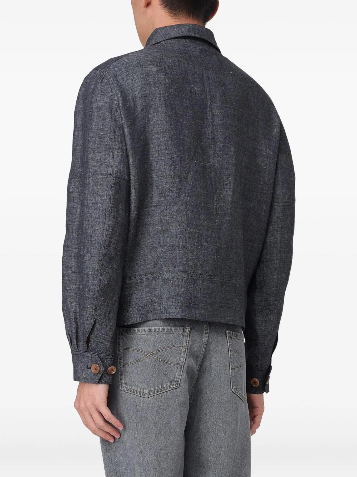 Куртка BRUNELLO CUCINELLI Linen zip-up jacket, размер 50, black/black — фото 1