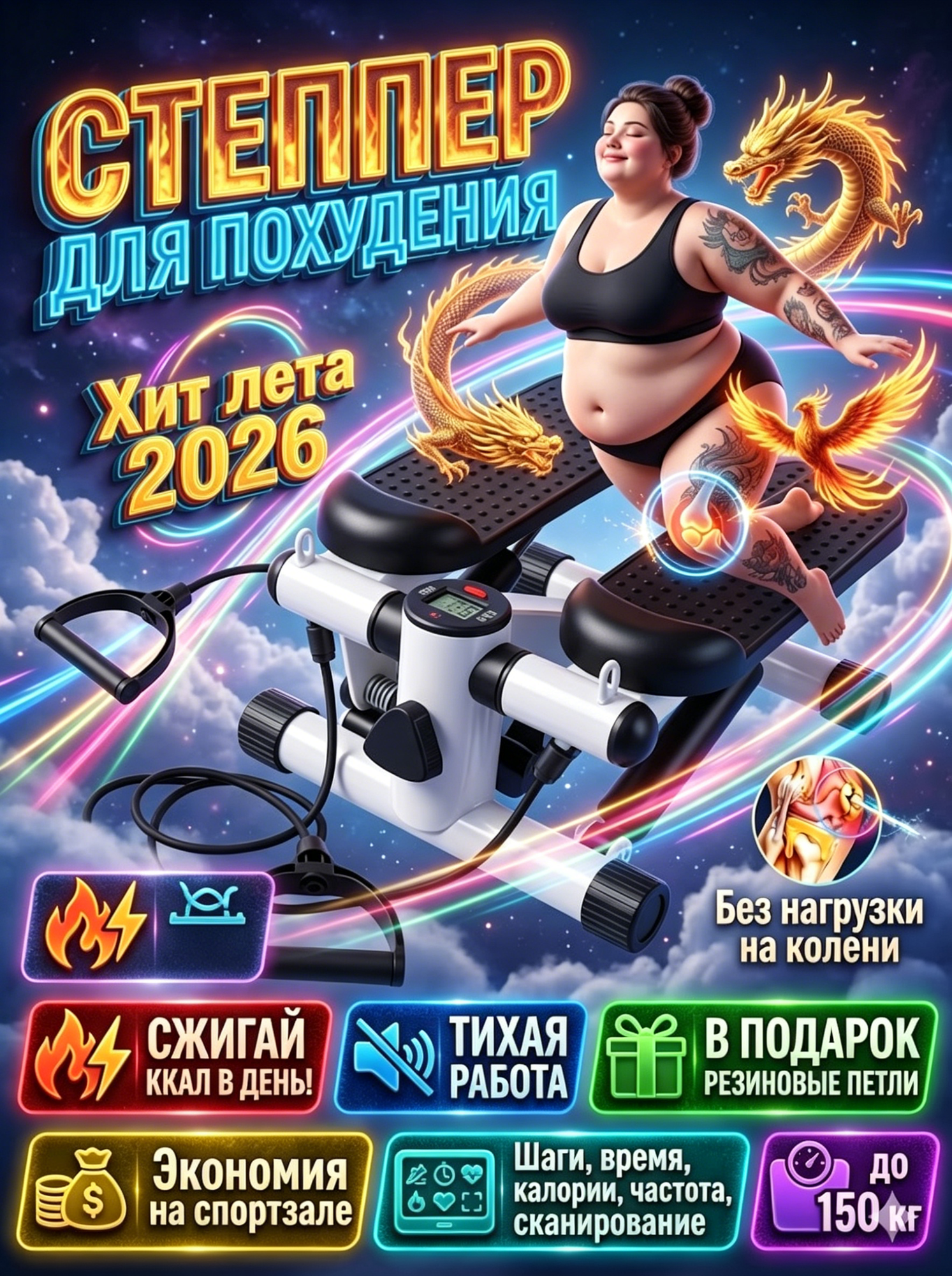 Степпер тренажер для дома 150кг тренажер для похудения для ходьбы