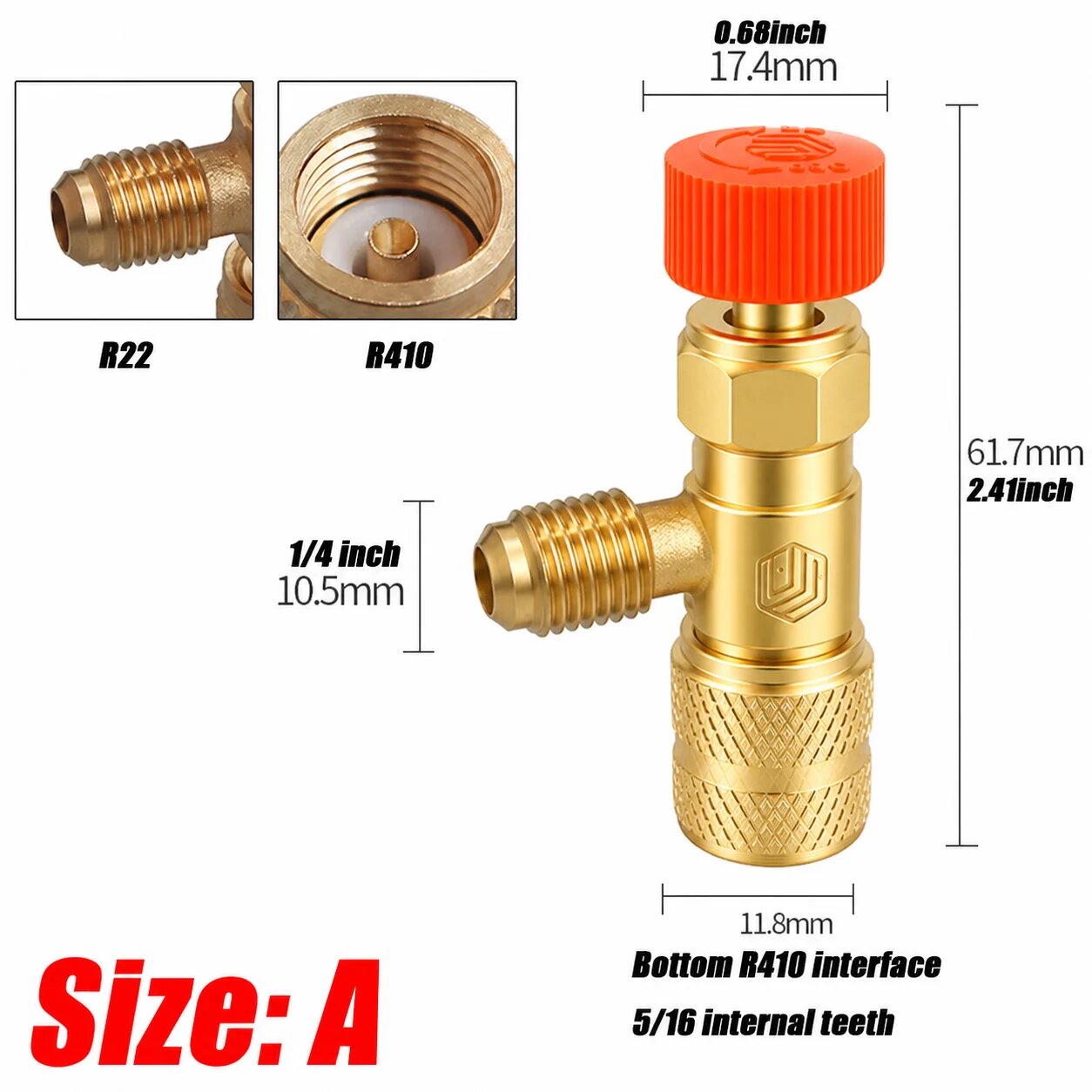 Адаптер для заправки холодильных систем R410A R22 1/4", медный A