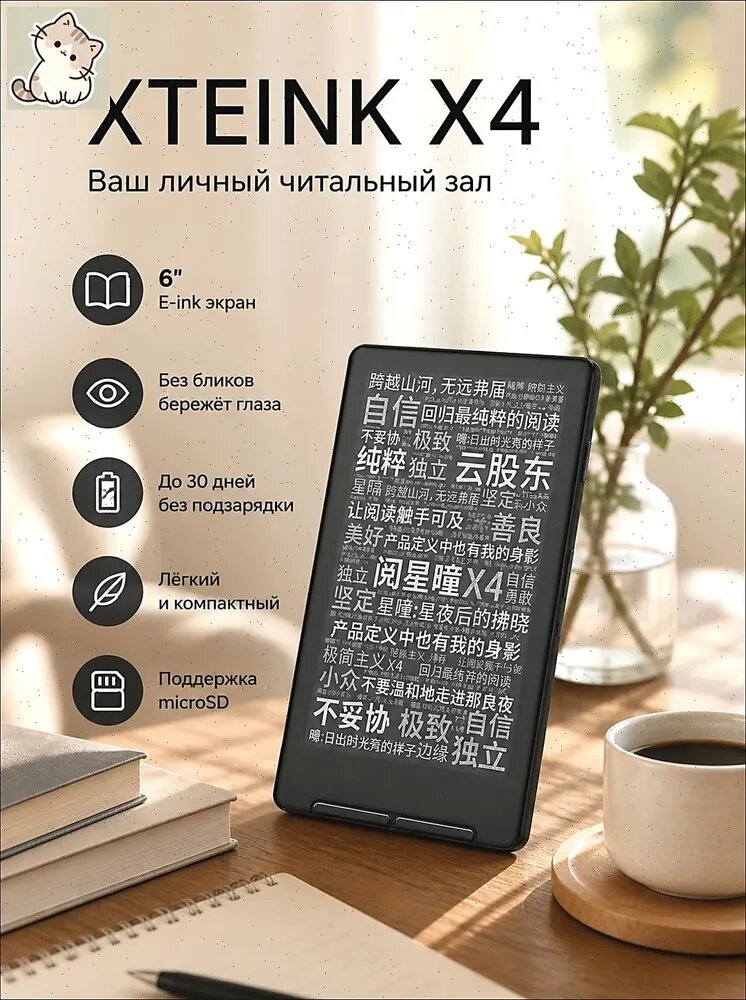 4.3" Электронная книга XTEINK X4, черный матовый