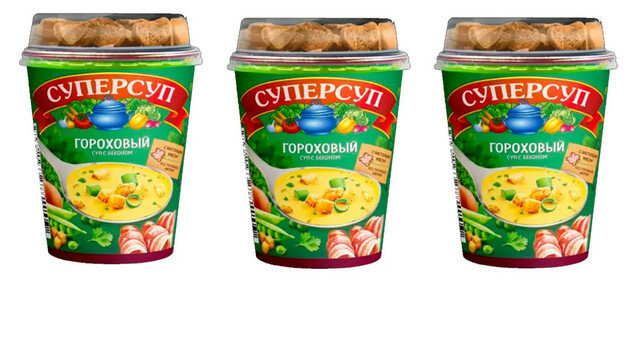 Суперсуп Гороховый с беконом+гренки, 45г, 3 шт