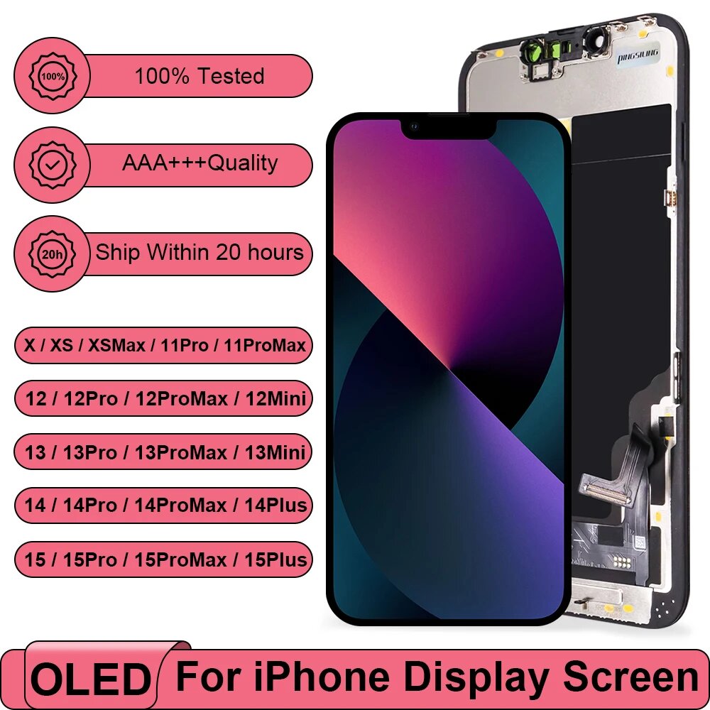 PINGSILING AAA+++ для iPhone X XS MAX 12 13 Mini 14 15 11 Pro Max Plus, дисплей OLED For 11 Pro Max