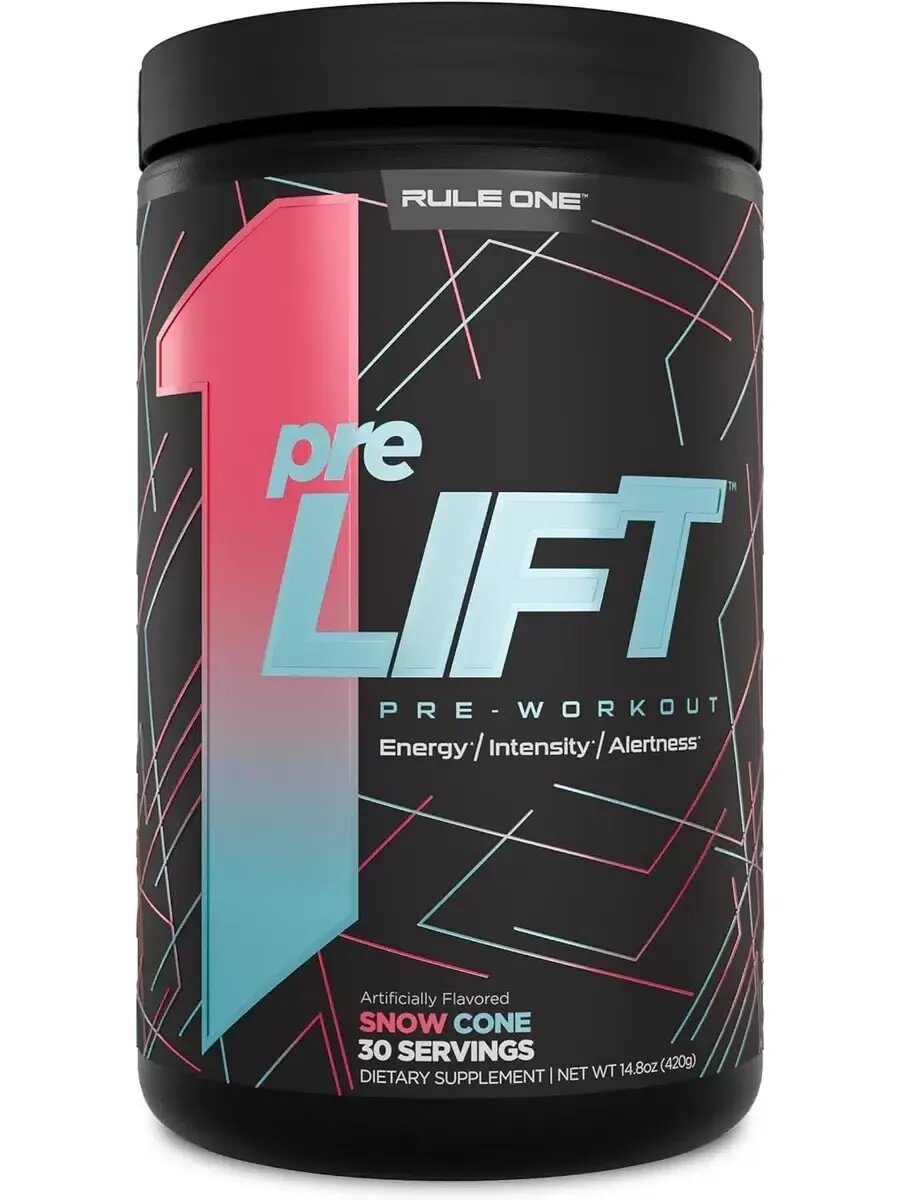 Предтренировочный комплекс PreLift, 30 порций Фруктовый лед Rule 1 PreLIFT 420 г Snow Cone, США