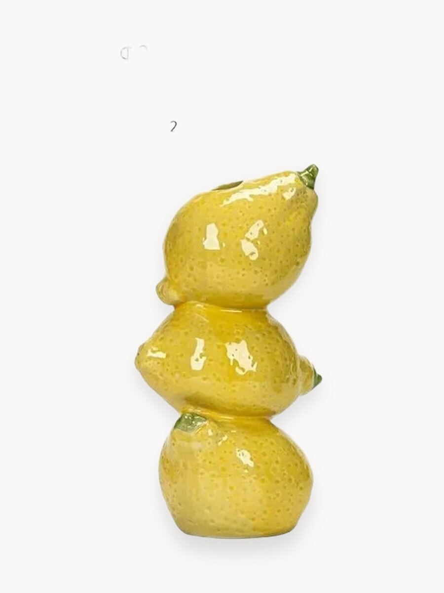 Ваза "Лимоны" без бренда, высота 20,1 см, керамика, настольная