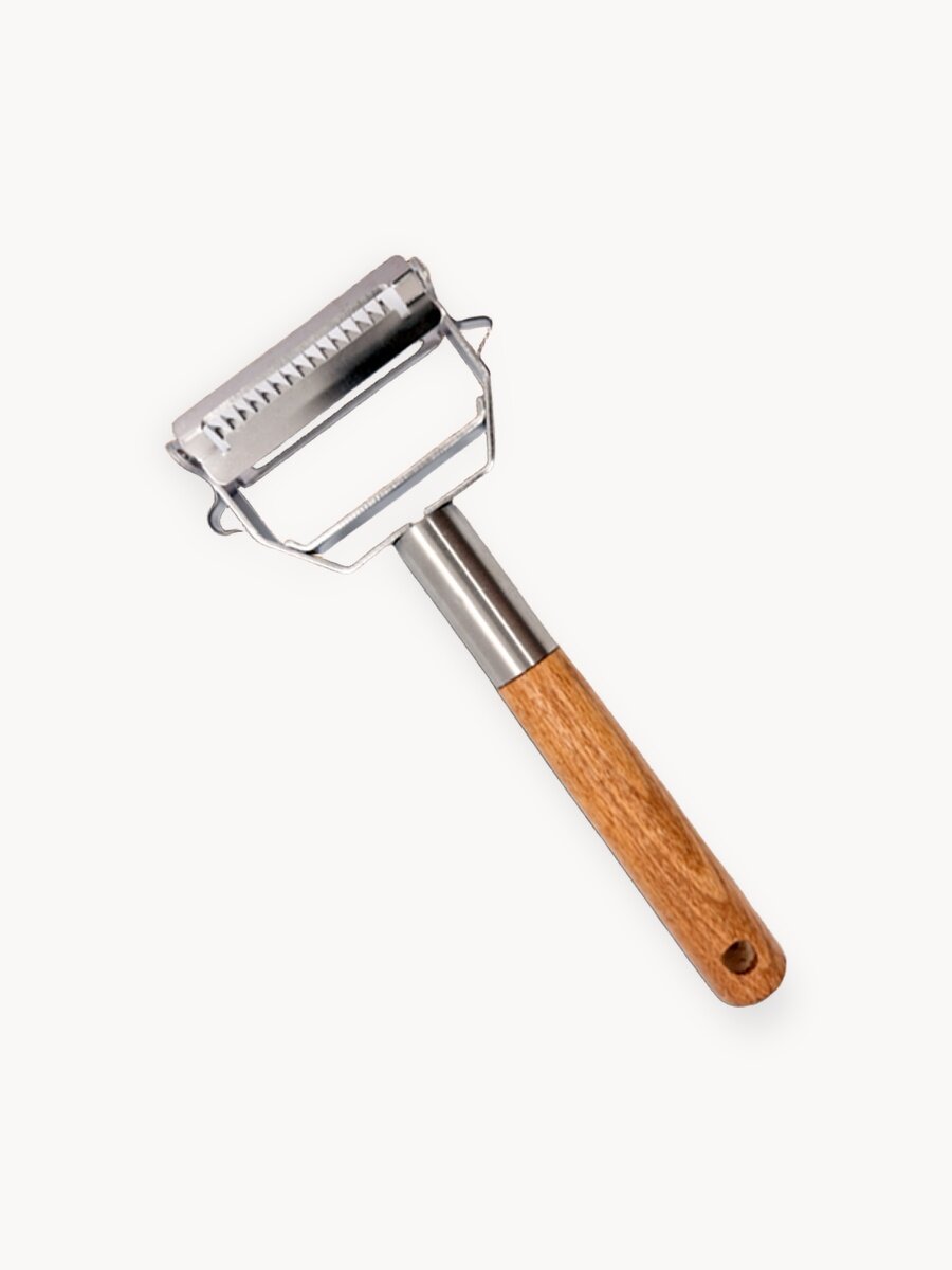 Овощечистка экономка ручная вертикальная металлическая многофункциональная с деревянной ручкой