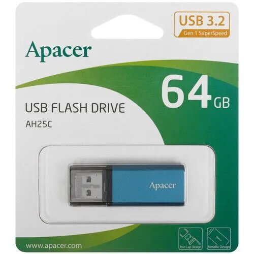 USB-флеш-накопитель, объем 64 ГБ, цвет- синий