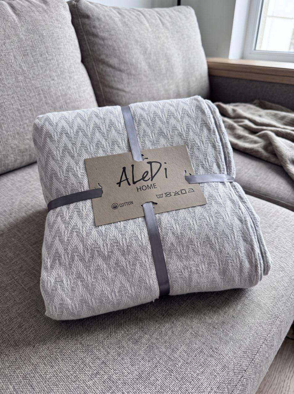 Плед Aledi Home Зигзаг, хлопок, 200 х 240см, двухсторонний, , размер с бахромой и кисточками