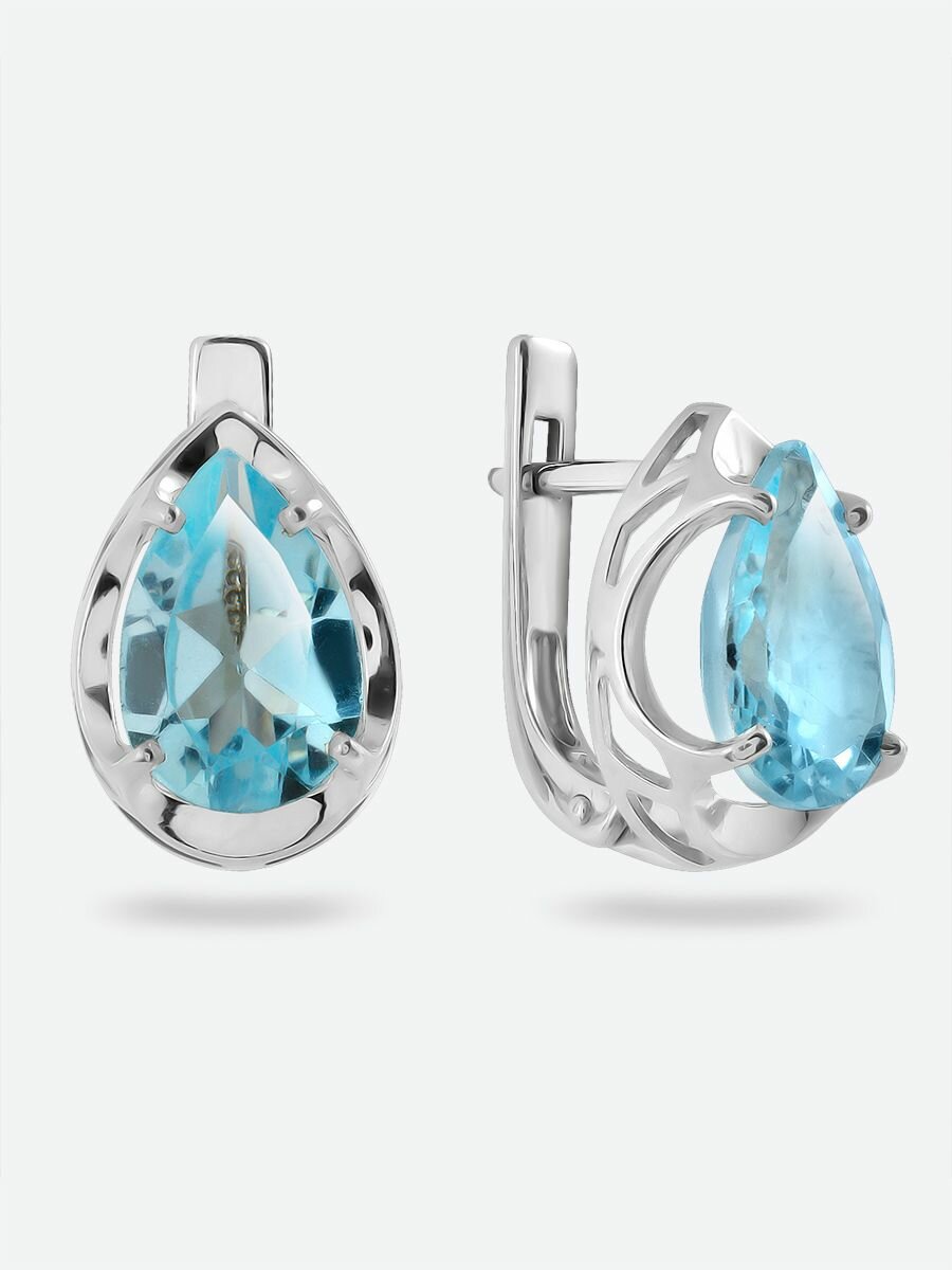 Серьги Balex, серебро, 925 проба, родирование, топаз