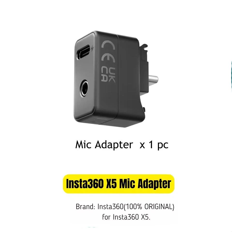 Адаптер для микрофона Insta360 X5, аудиоинтерфейс 3,5 мм и интерфейс зарядки USB Type-C, поддержка оригинальных аксессуаров Insta360 X5