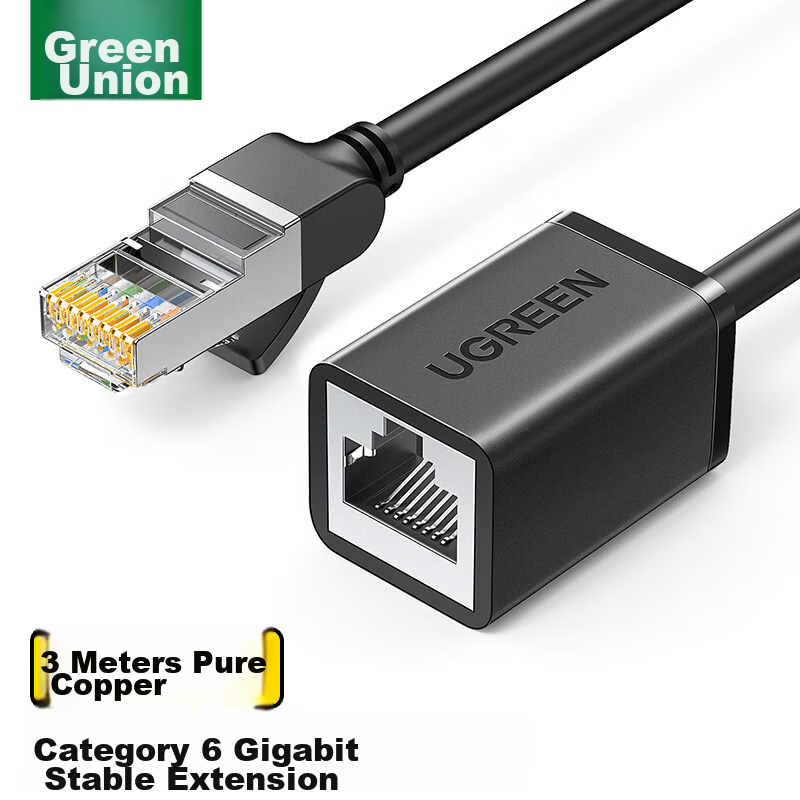 UGREEN Cat6 сетевой кабель-удлинитель 3 м, чистая медь, RJ45 мужской-женский разъем для гигабитного интернета Длина：3