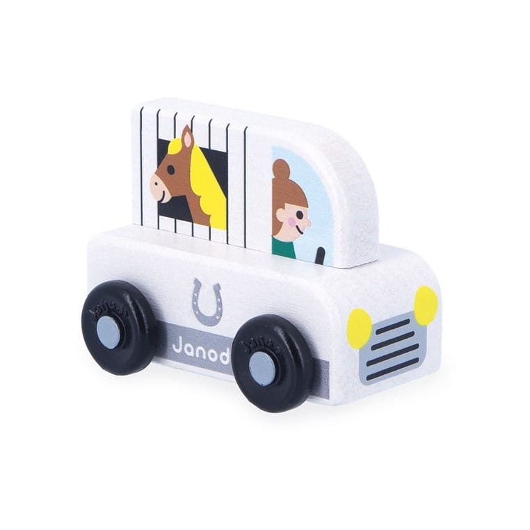 Игрушечная машинка Janod Cross Roads коневоз, бежевый