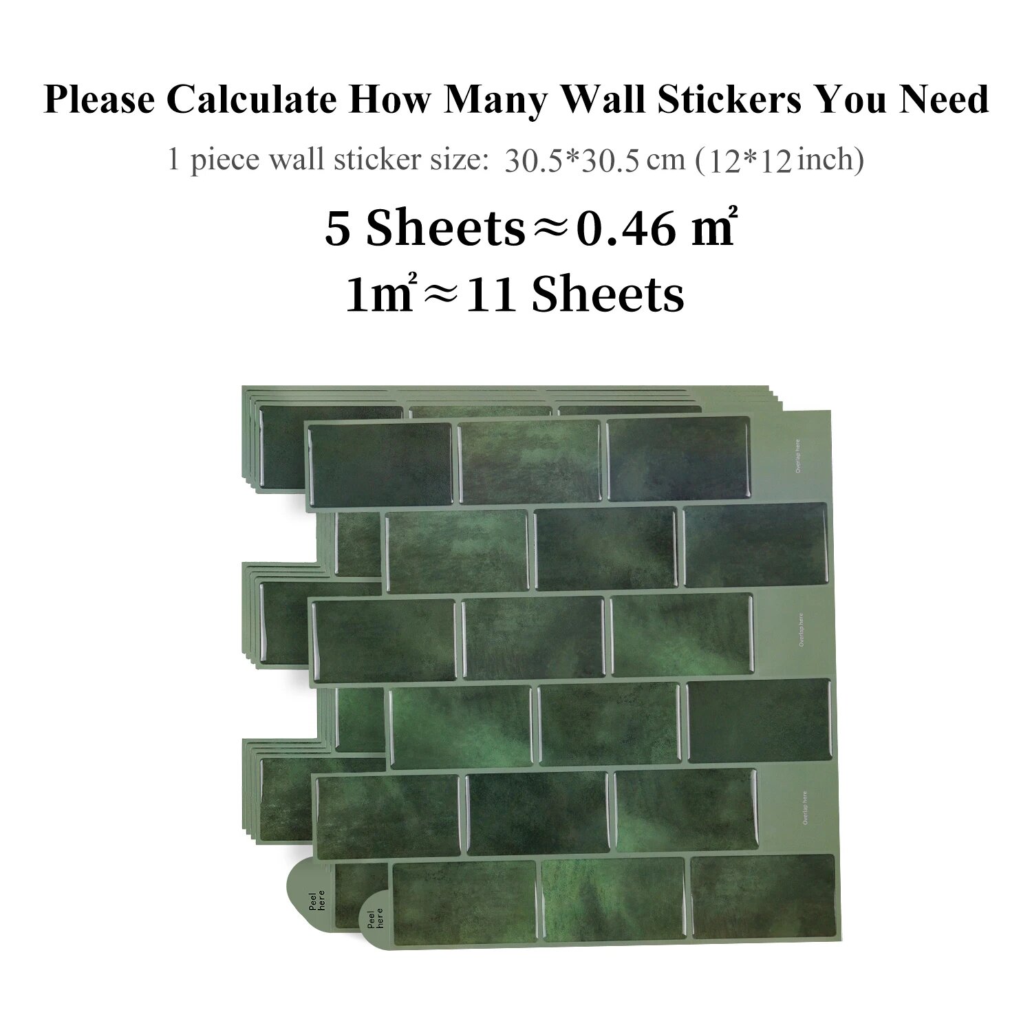 Зеленые наклейки на стену WalDecoo, T80623-5pcs