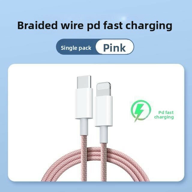 Провод питания lightning pd совместимый 20w с высокой скоростью передачи данных для андроид розовый pd 30w 1м