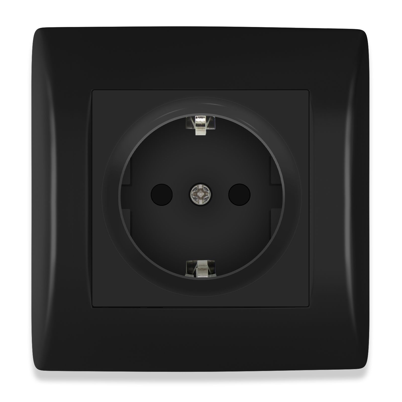 Розетка черная, 1 пост, скрытый монтаж P80 16А 250В рамка PC