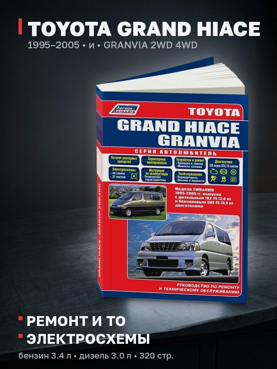 Книга: TOYOTA GRAND HIACE / GRANVIA 2WD и 4WD (б , д) 1995-2005 г. в, рем, экспл, то, сер. Автол. | Легион-Aвтодата