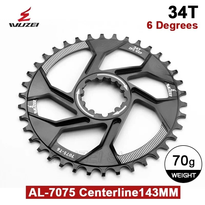 WUZEI Смещенная звездочка 1мм/3мм для SRAM X9 XX1 X0 34T/36T/38T/40T/42T Серый, 34T 6mmoffset