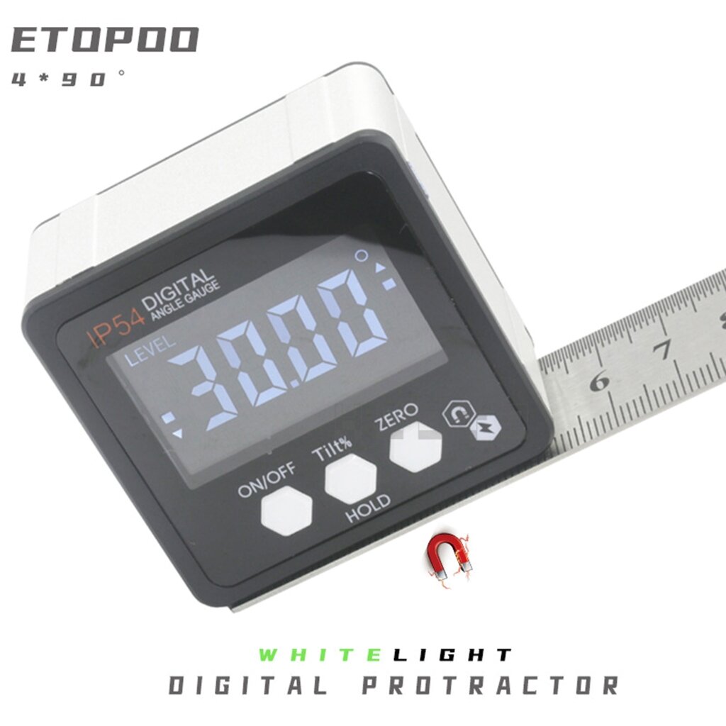Цифровой Датчик Инклинометр 4x90 ° Finder Транспортир IP54 Водонепроницаемый Пылезащитный с Дисплеем на Магнитном Основании
