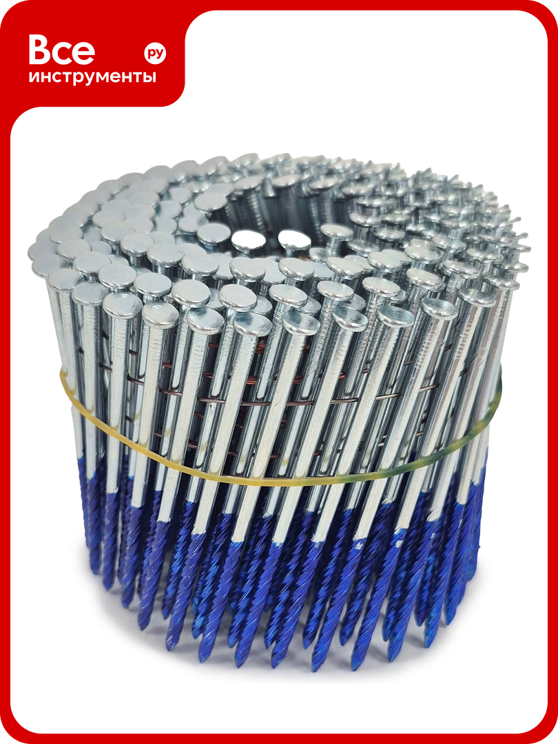 Строительные барабанные гвозди Finka 3.1х90 Screw NK цинк, 1600шт CN-3190NK-S