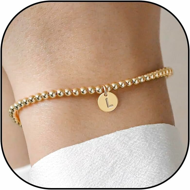 Женский браслет из бусин в форме сердца с покрытием из 14-каратного золота, эластичный браслет из бусин с буквами, браслет с персонализированным именем, подарок на день рождения в знак дружбы, подарок на День святого Валентина, женские украшения