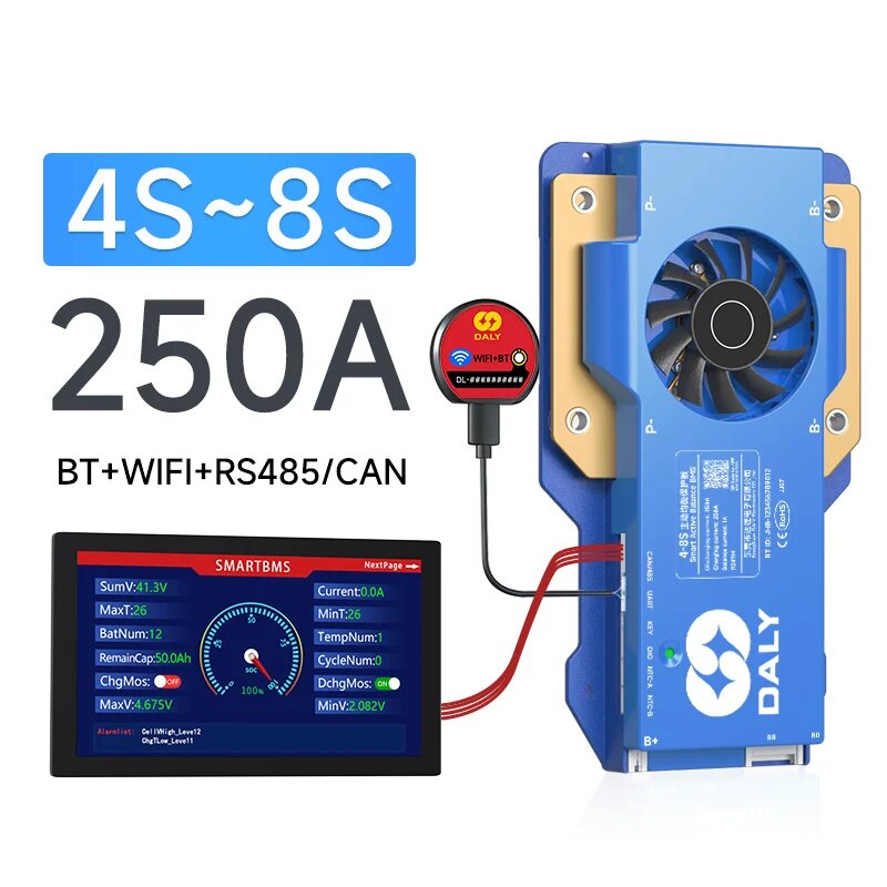 Daly BMS 4S-8S 250A LiFePO4 с LCD 4.3"