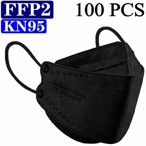 Многоразовые защитные маски KN95 FFP2 15 цветов Черный, 94black 100pcs