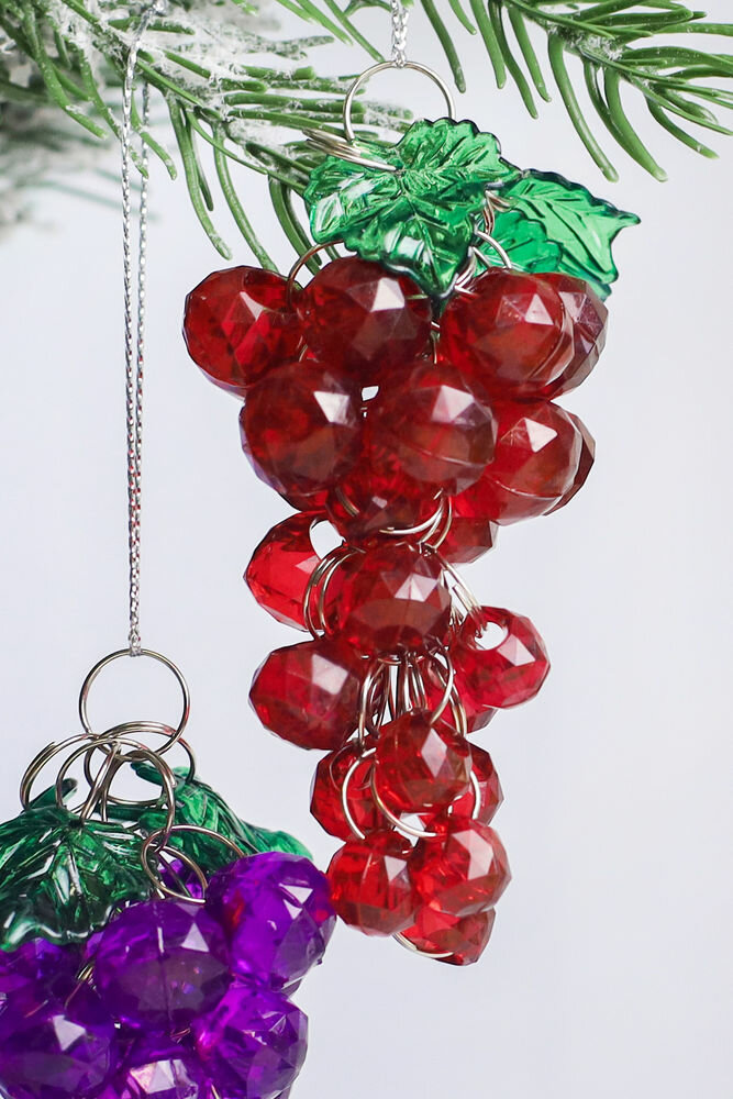 Ёлочная игрушка спелый виноград, красная гроздь, акрил, 10 см, Kurts Adler H9885-1