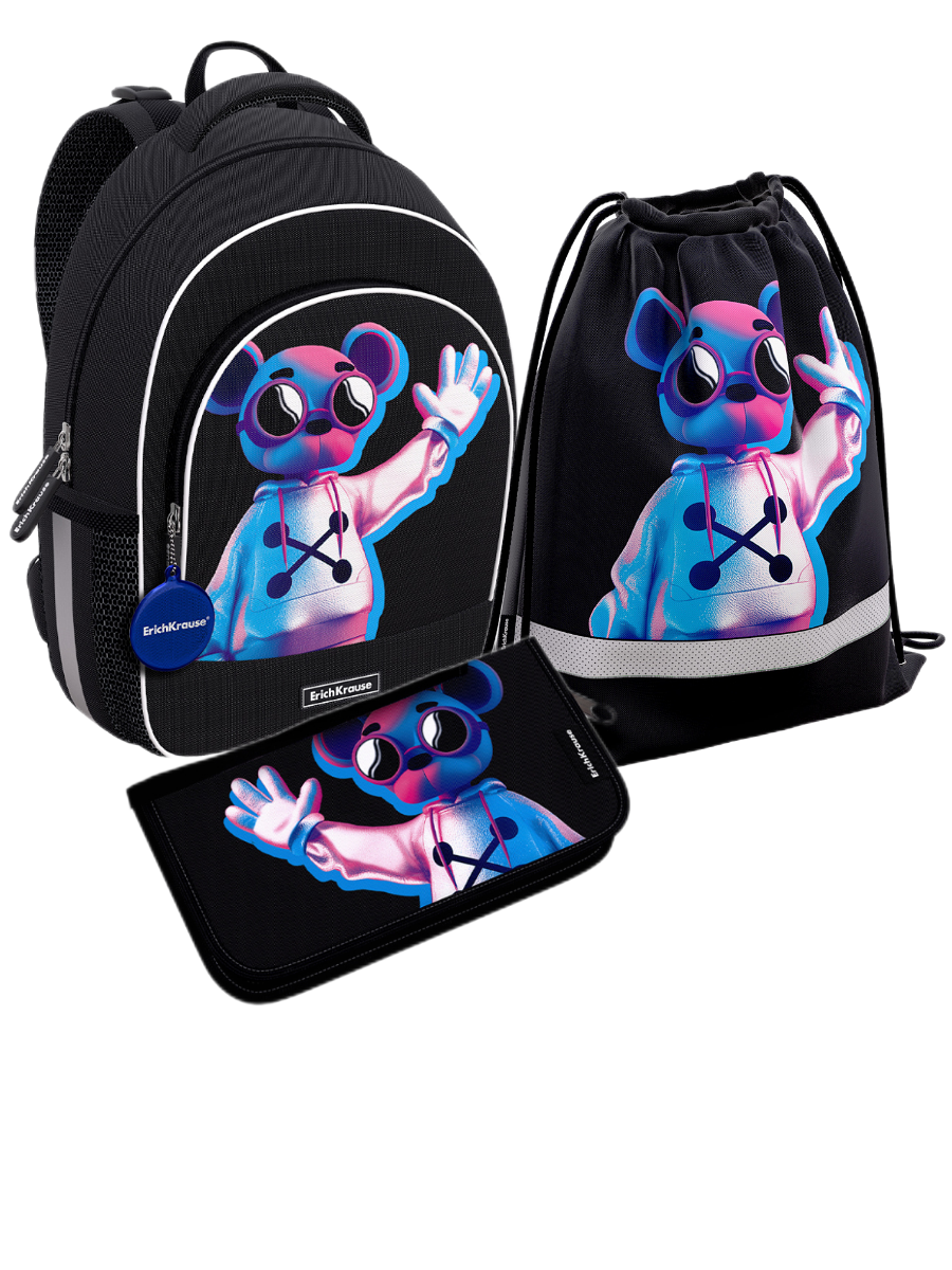 Школьный рюкзак с грудной перемычкой ErichKrause ErgoLine 15L Neon Crew с наполнением 64929/3