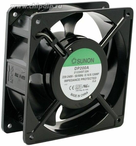 Вентилятор осевой SUNON DP200A2123XBT. GN. I55 Вентилятор осевой 230В AC 120x120x38мм подшипник качения 165( 10П) куб. м/ч 45дБА