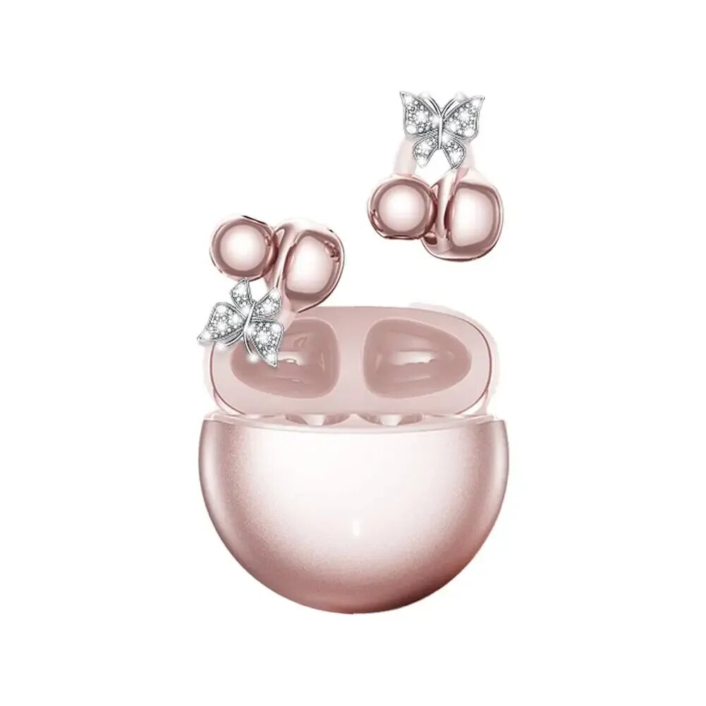 GRWIBEOU Bluetooth наушники-клипсы с кристаллами Black butterfly