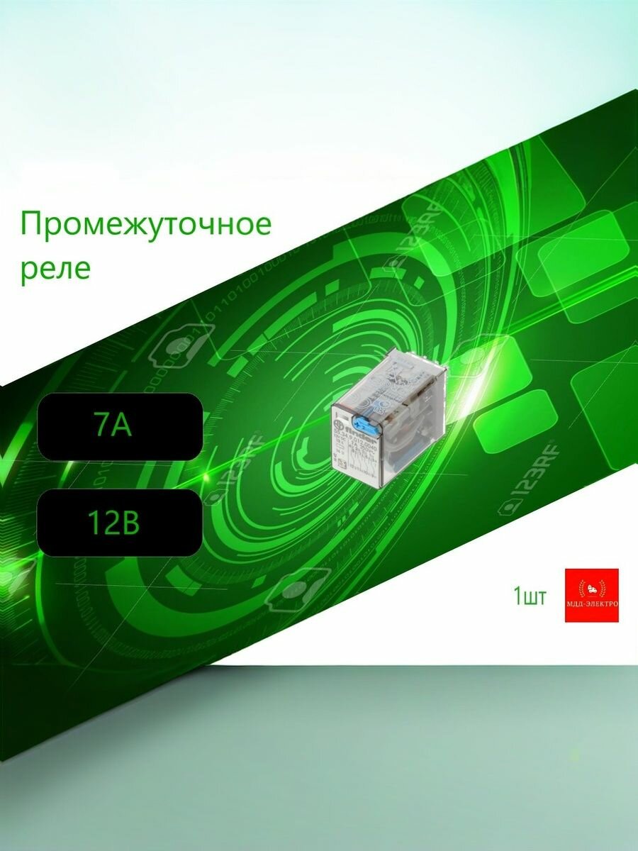 55.34.9.012.0040 Промежуточное реле; 4 перекидных контакта 7А ( 12В DC)Finder