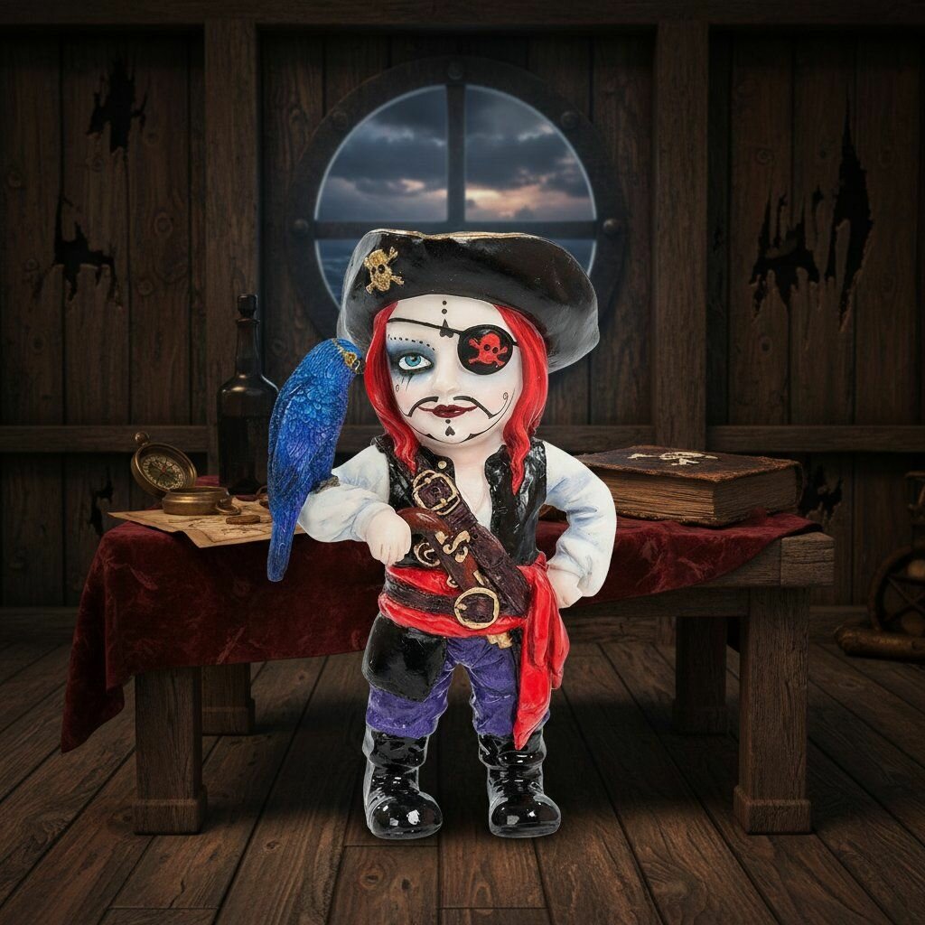 Статуэтка в стиле Фэнтези Капитан пиратов и его попугай