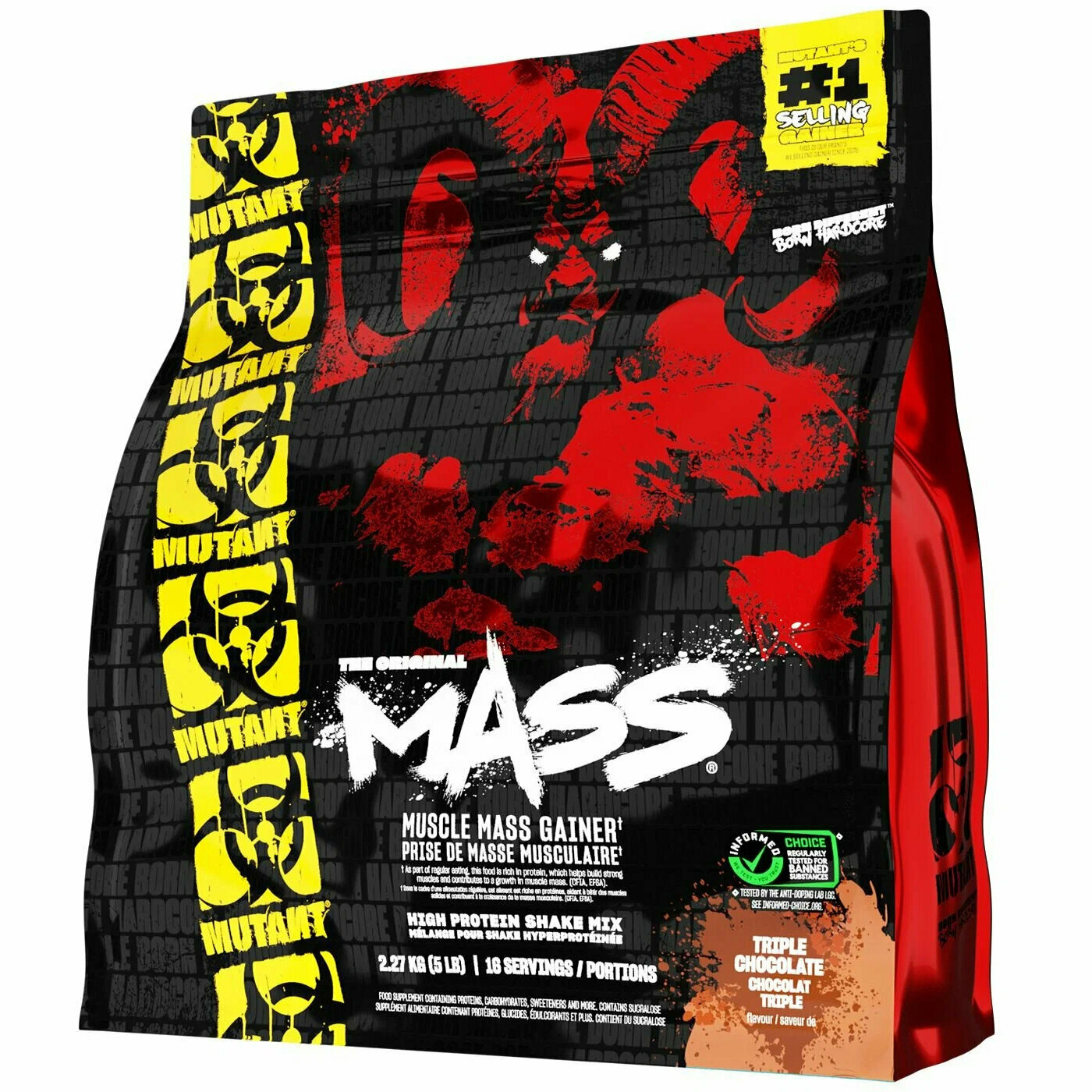 Гейнер Mutant Mass - 2270 грамм (5lb), тройной шоколад