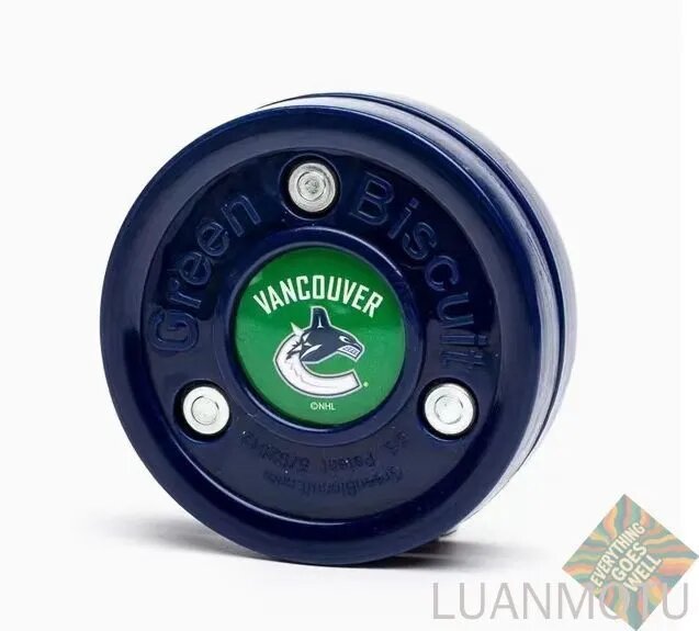Шайба хоккейная Green Biscuit Vancouver Canucks, 1 шт, для тренировок вне льда, темно-синяя, сувенирная