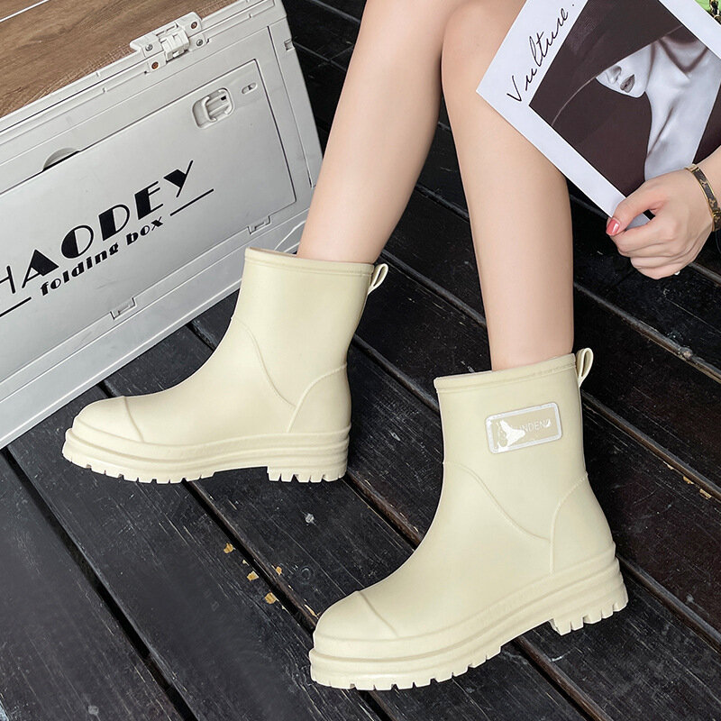 Модные женские резиновые сапоги, нескользящие водонепроницаемые туфли до середины икры, женские сапоги для воды, резиновые сапоги, женские короткие резиновые туфли. Размер обуви. EU:41