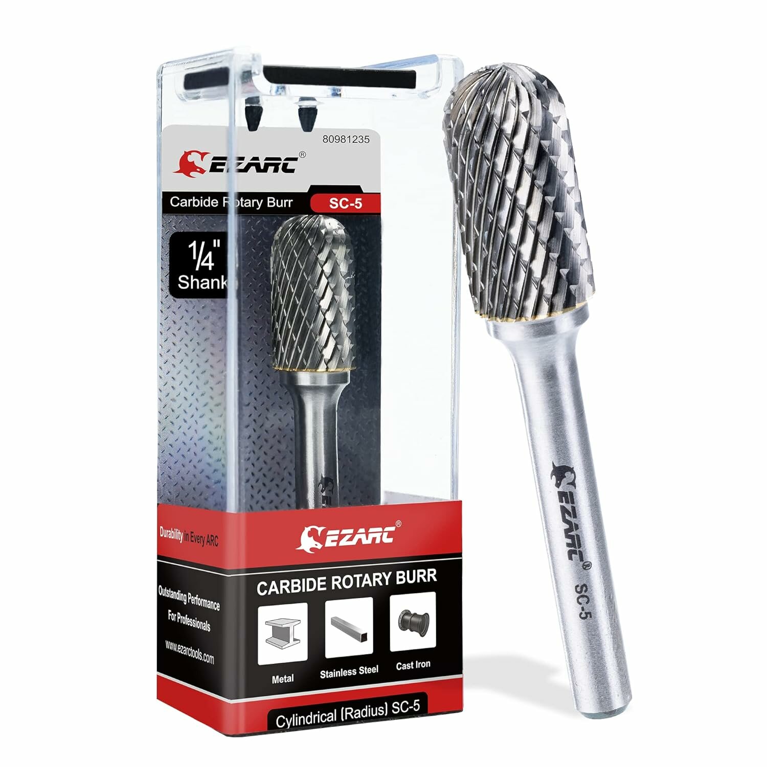 Борфреза цилиндрическая со сферическим наконечником SС-5 по металлу EZARC из карбида вольфрама