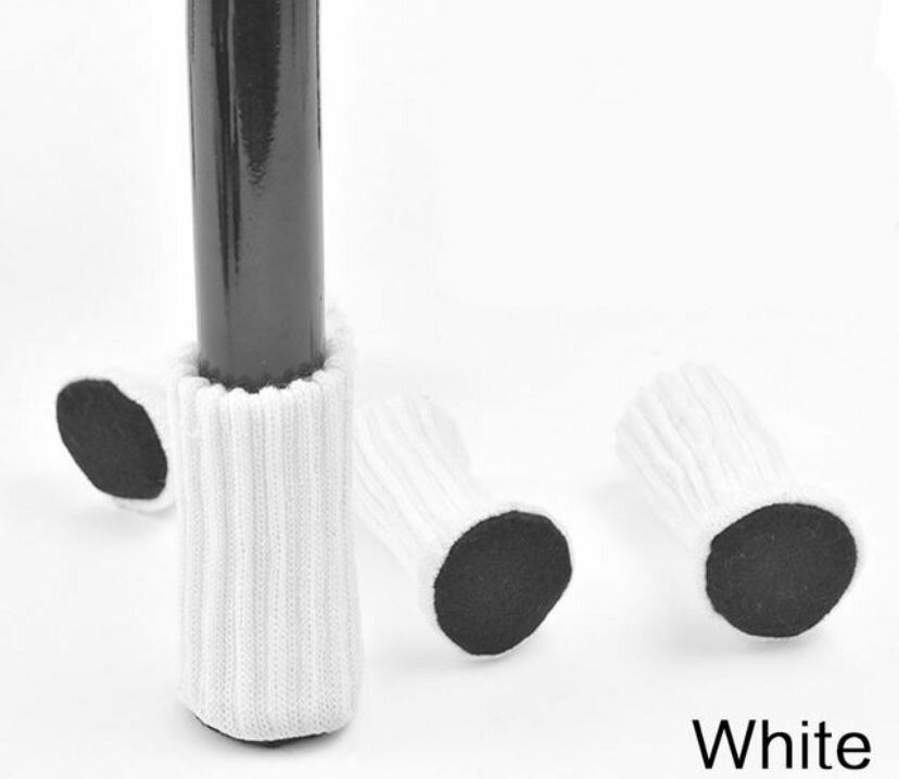 Носки на ножки стола или стула 4 штуки/ Чехлы ( протекторы ) на ножки стола или стула против царапин пола, цвет белый