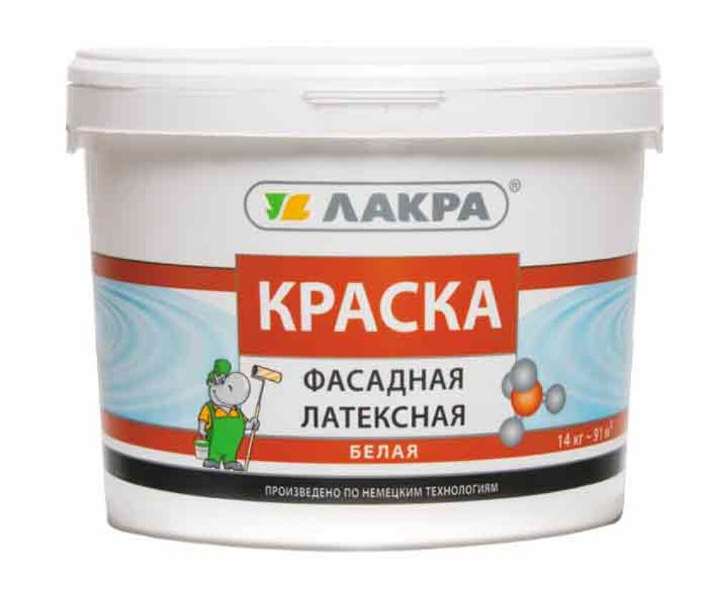 Краска латексная Лакра фасадная, вес 3 кг, белоснежная