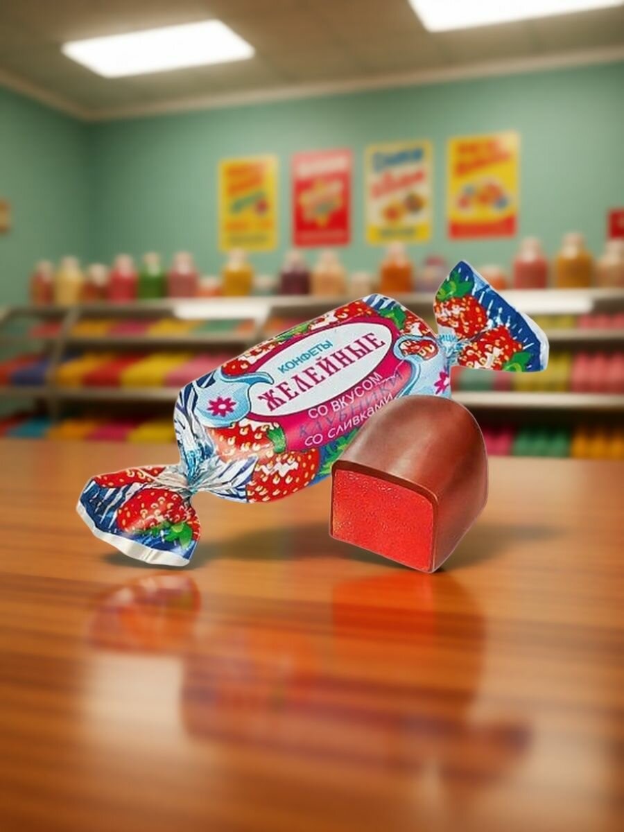 Желейные конфеты "Клубника со сливками" , тёмная шоколадная глазурь, "Красный Октябрь", 1 кг,