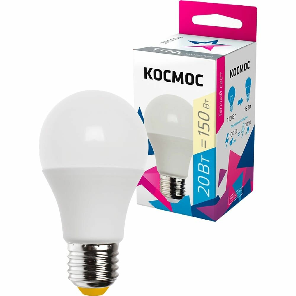 Лампа светодиодная A60 20Вт 3000К E27 220В космос LkecLED20wA60E2730